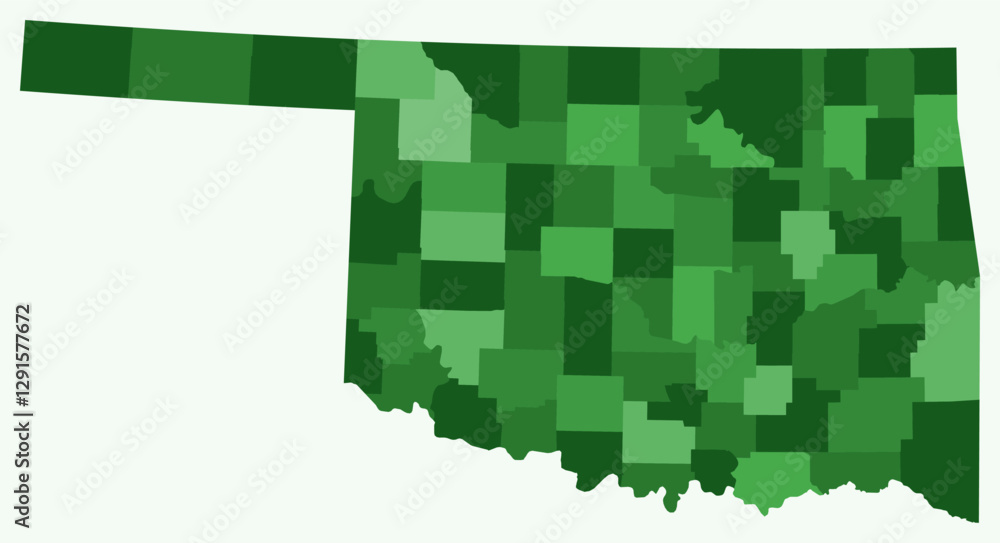 Map of Oklahoma with counties. Just a simple state border map with ...