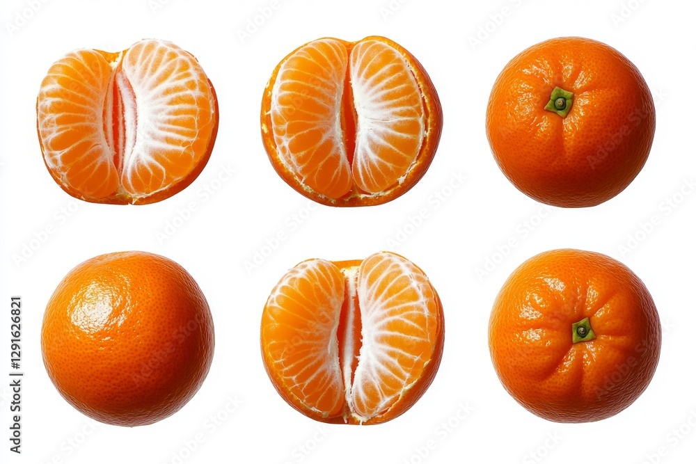 Peeled and unpeeled tangerine isolated on a white background, PNG file ...