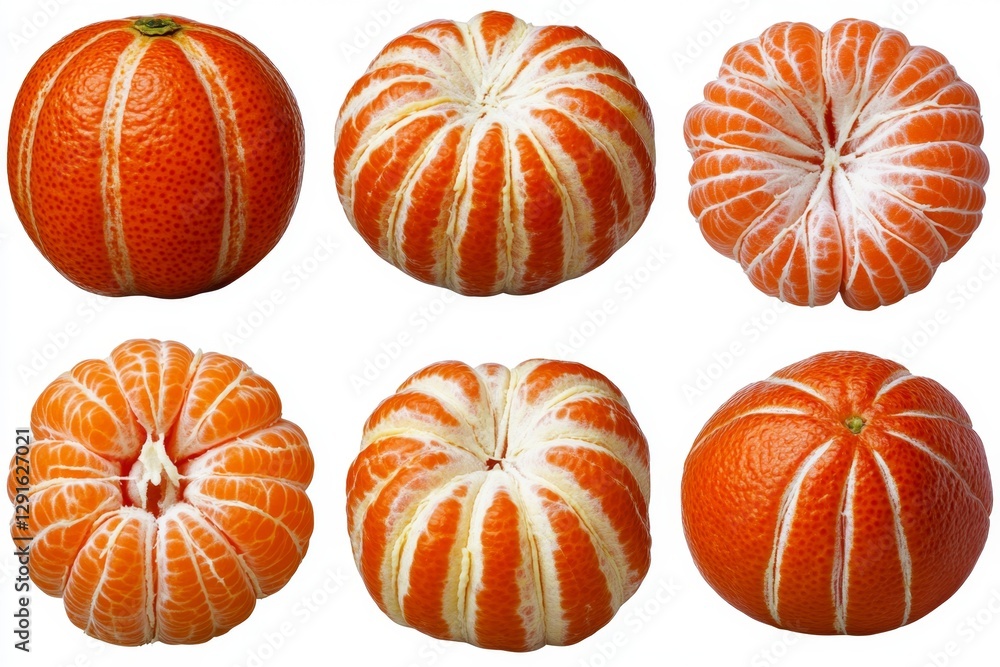 Peeled and unpeeled tangerine isolated on a white background, PNG file ...