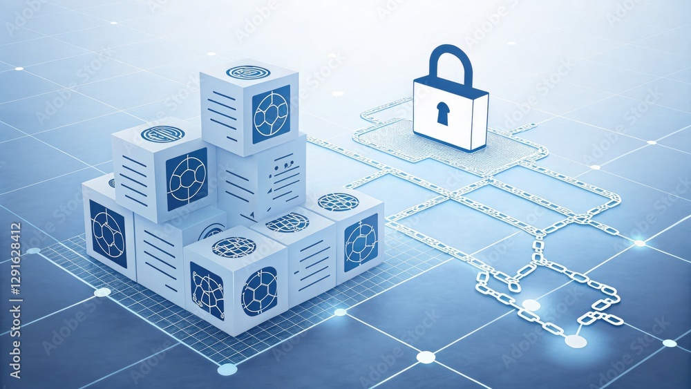 Blockchain Security Smart Concept Digital representation of secure data ...