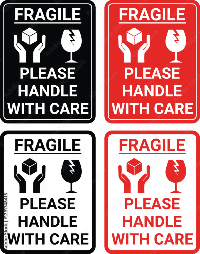 Fragile package icons set, handle with care logistics and delivery ...