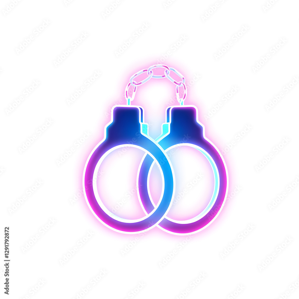 Handcuffs holographic 3D icon. neon symbol vector illustration isolated ...