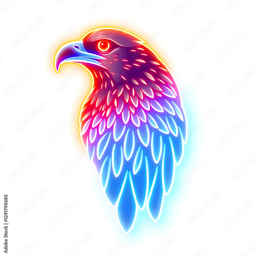 Hawk holographic 3D icon. neon symbol vector illustration isolated on ...