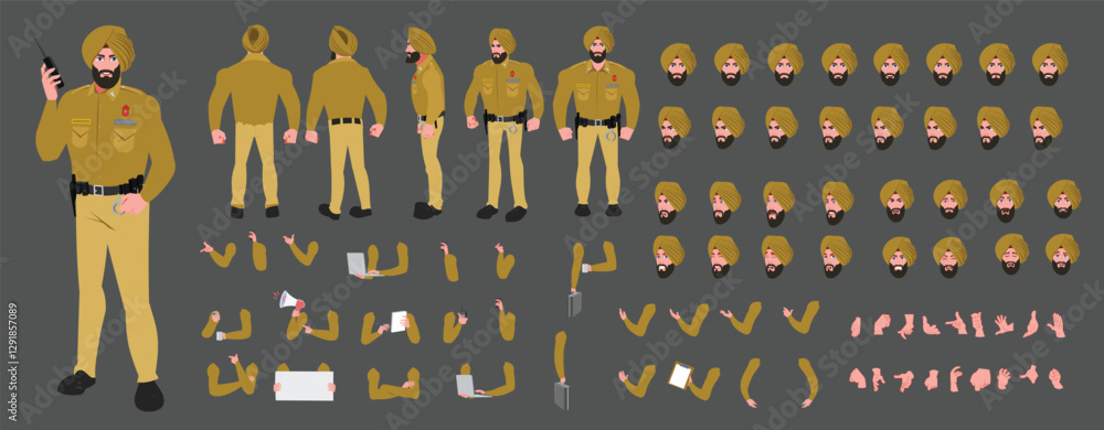 Police Officer Character Design Model Sheet. Man, Character design ...