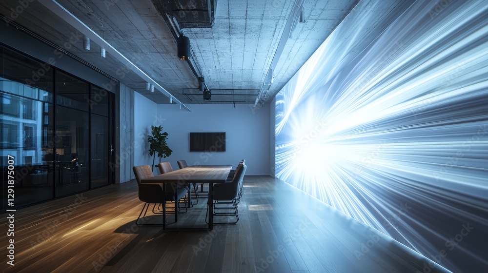 Zoom backgrounds projected on home office walls, Stock Illustration ...