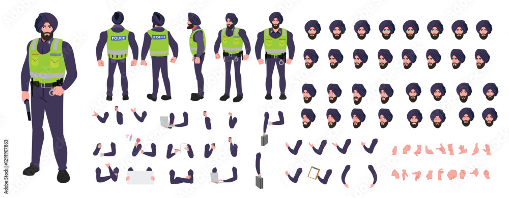 Police Officer Character Design Model Sheet. Man, Character design ...