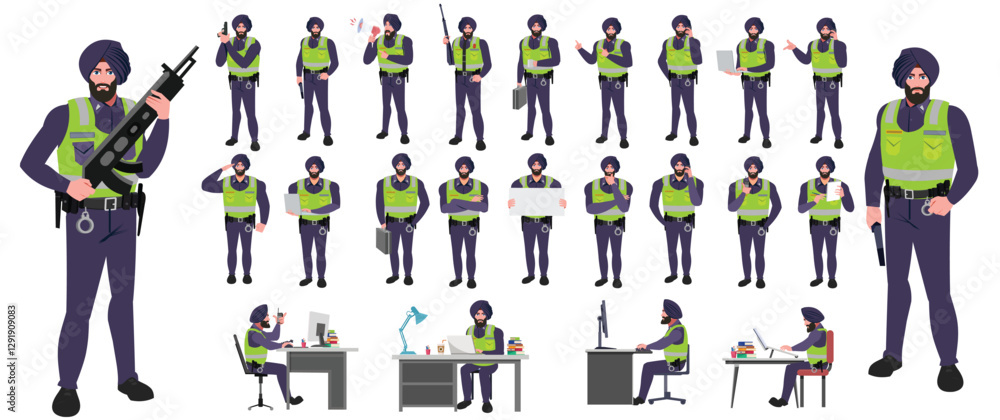 Police Officer Character Design Model Sheet. Man, Character design ...
