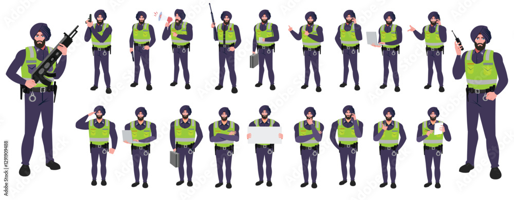 Police Officer Character Design Model Sheet. Man, Character design ...