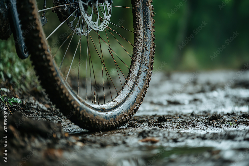 Muddy bicycle wheel and fender after off road cycling adventure Stock ...