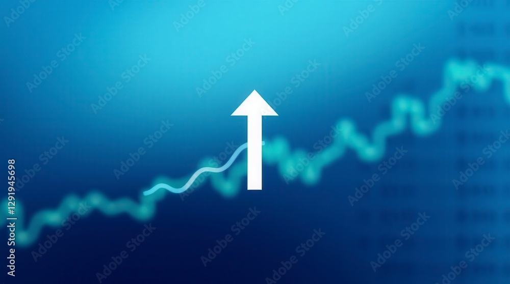 An upward trending arrow showcases positive growth on a financial line ...