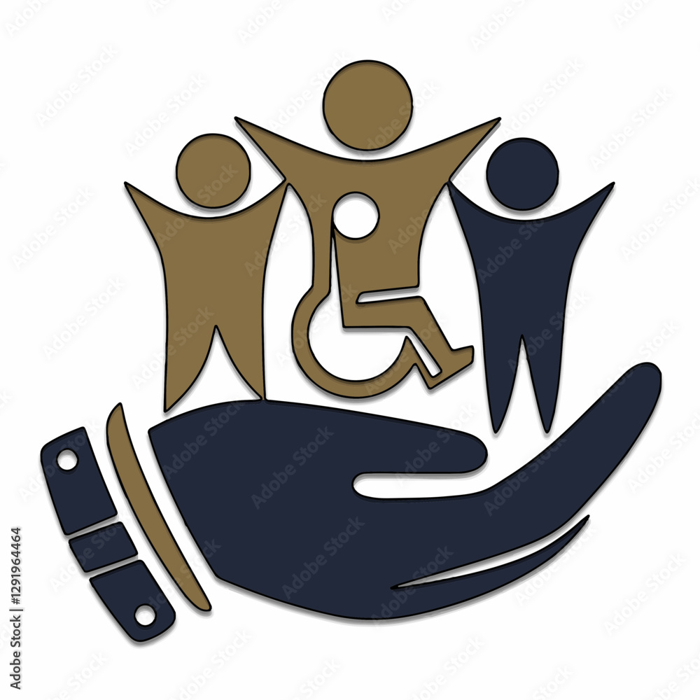 Diversity and inclusion logo with hand and group of people symbols ...