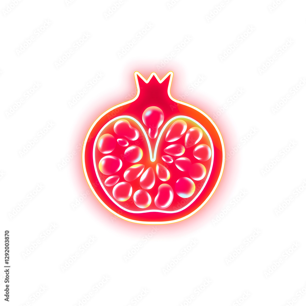 pomegranate holographic 3D icon. neon symbol vector illustration ...