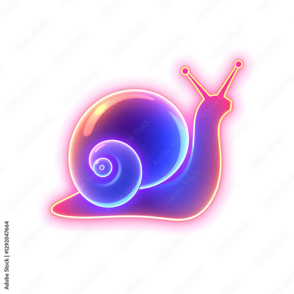 Snail holographic 3D icon. neon symbol vector illustration isolated on ...