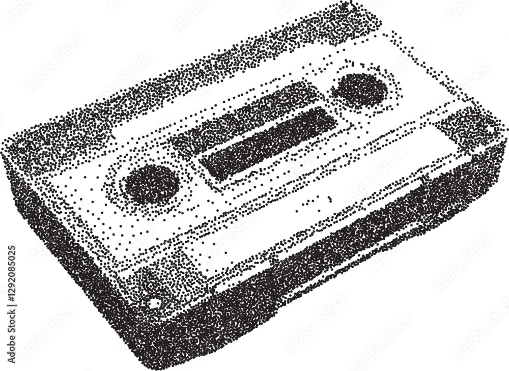 Cassette vintage y2k stipple art, retro halftone stipple brutalist ...