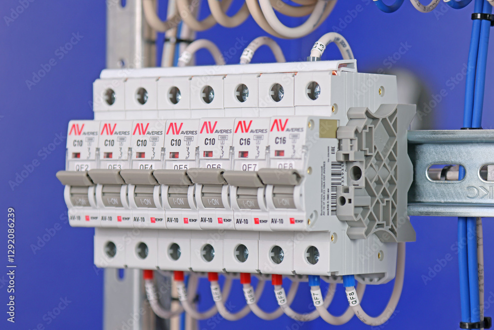 Current circuit breakers from EKF Everes AV series are installed in the ...