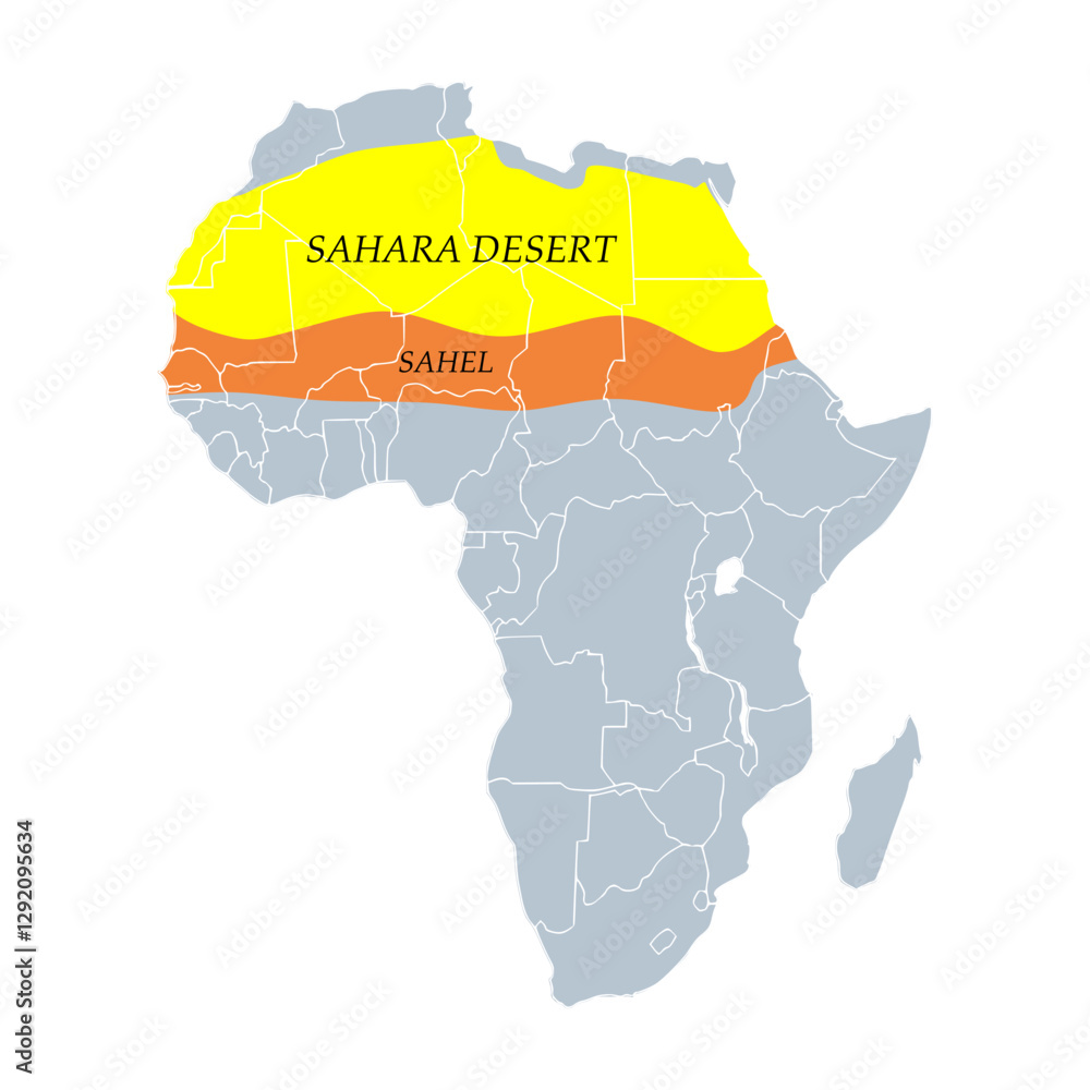 Image vectorielle Stock Vector map of the Sahara desert and Sahel zone ...
