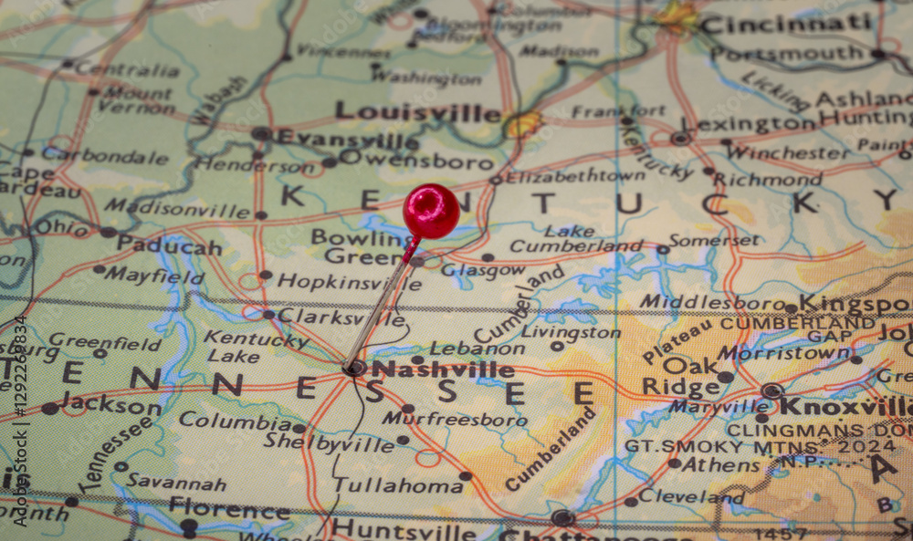 Colorful tourist raod map Louisville, Kentucky, US, U.S.A, United State ...