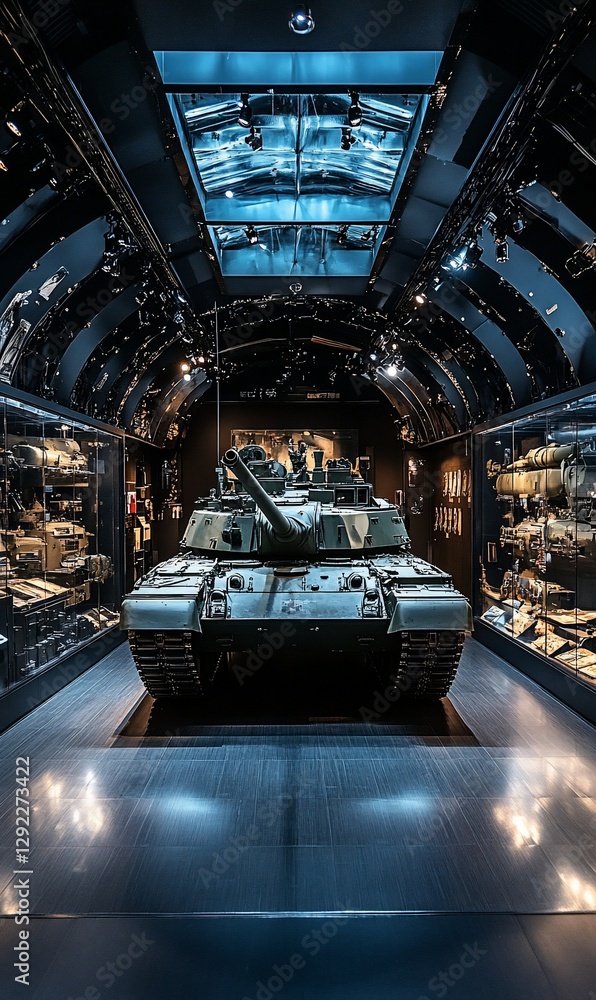 Tank on display at military museum, other items in background, for ...