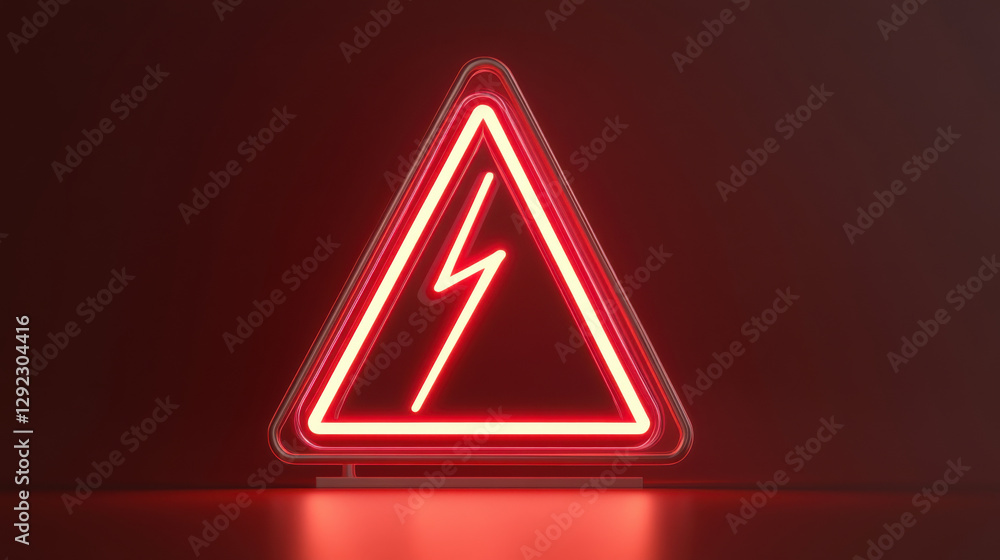 High voltage danger sign with red lightning bolt, warning of electrical ...