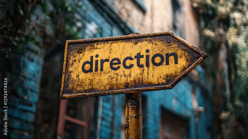 Yellow Directional Sign in Urban Setting Illustrating Navigation ...
