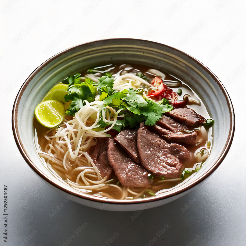 Authentic Vietnamese Pho with Fresh Herbs and Sliced Beef in a Light ...