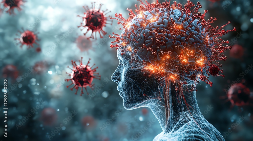 Highresolution 3D model of meningitis inflammation on the brain and ...