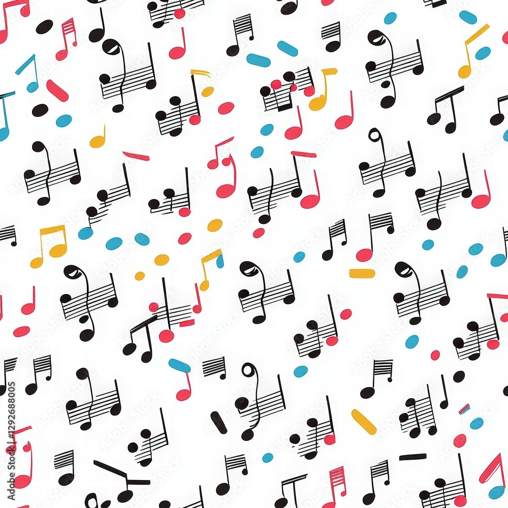 Unique and dynamic pattern of musical notes spreading joy through a ...