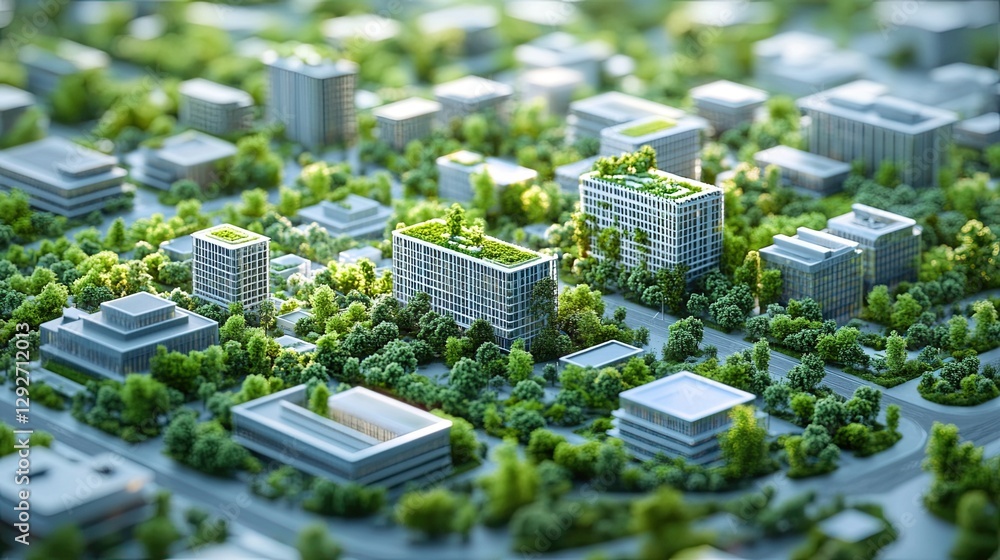 Sustainable urban design featuring eco-friendly elements, including ...