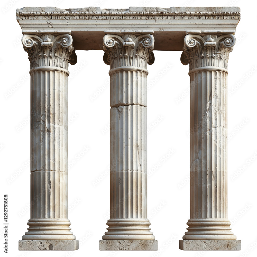 Ancient Greek Columns Architectural Design 3d art old gray isolated on ...
