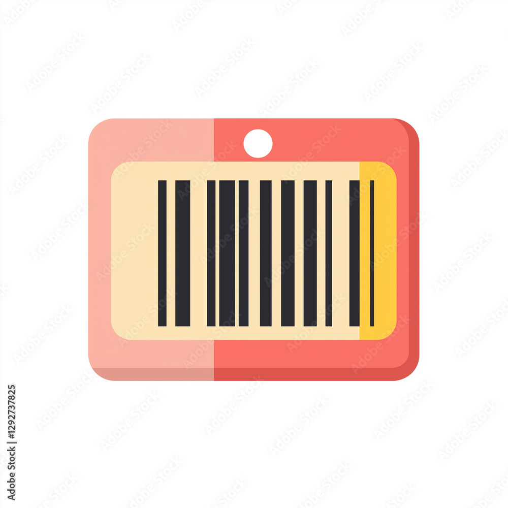 Shopping receipt tag with a barcode and yellow highlight, isolated on ...