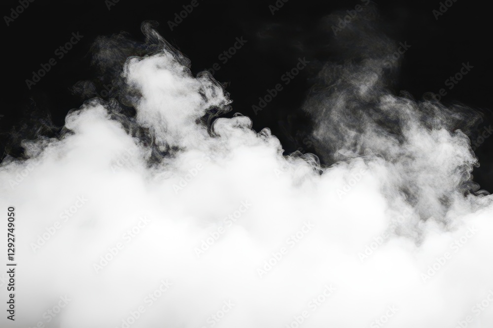 White steam effect on a black background for overlaying concepts like ...