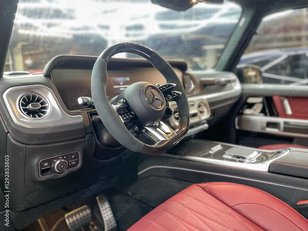 Mercedes-Benz G-Class AMG II (W465) G 63 luxury car interior, steering ...
