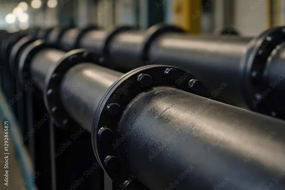 Detailed look at the surface of a ductile iron pipe resembling ...