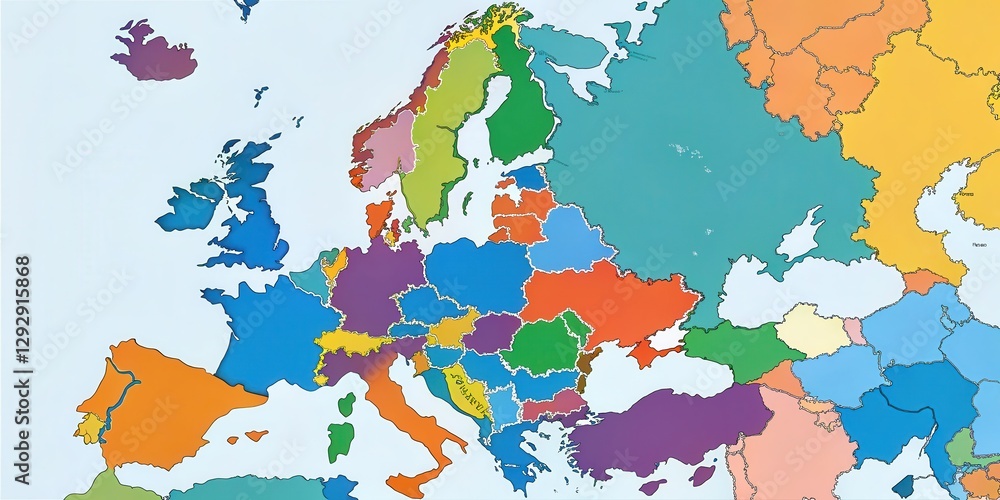 Detailed map of Europe with visible country borders and regional ...