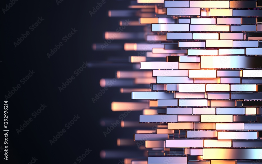 Flickering holograms dissolving into fragmented pixels, forming a ...