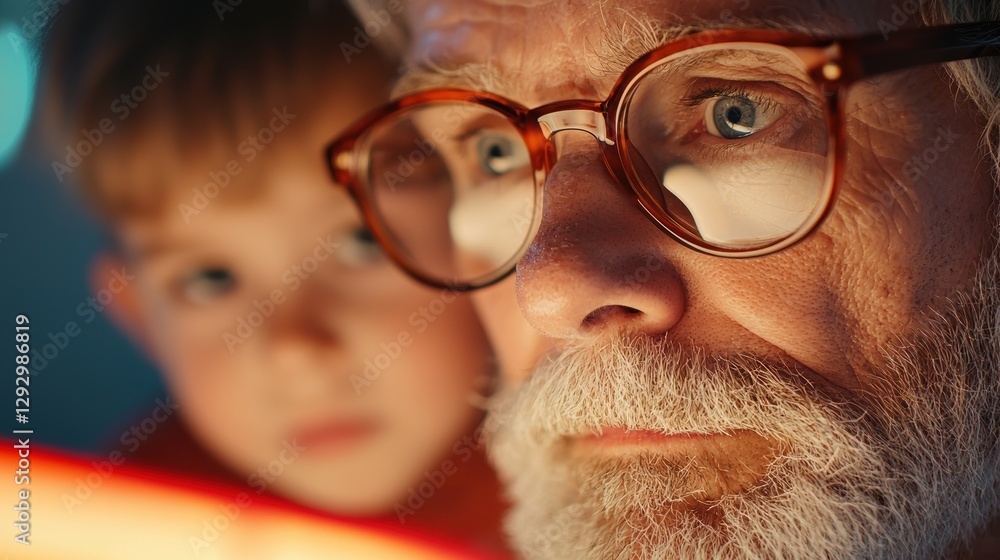An elderly couple reminiscing about their lives while looking through ...