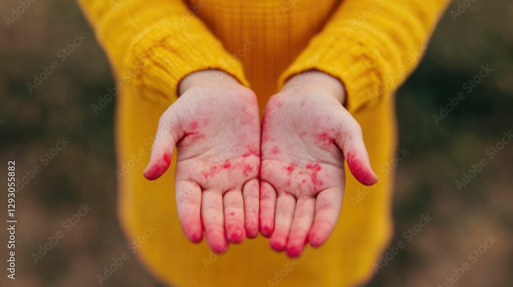Stock-Foto „Closeup image of a young person s palm showing the early ...