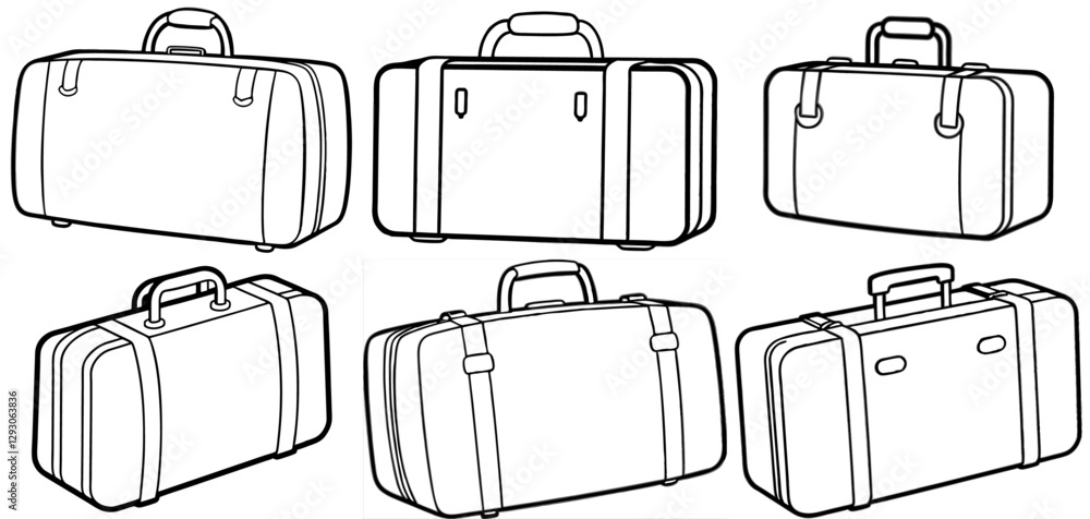 Suitcase Outline Coloring Page Printable Line Art Drawing Stock Vector ...