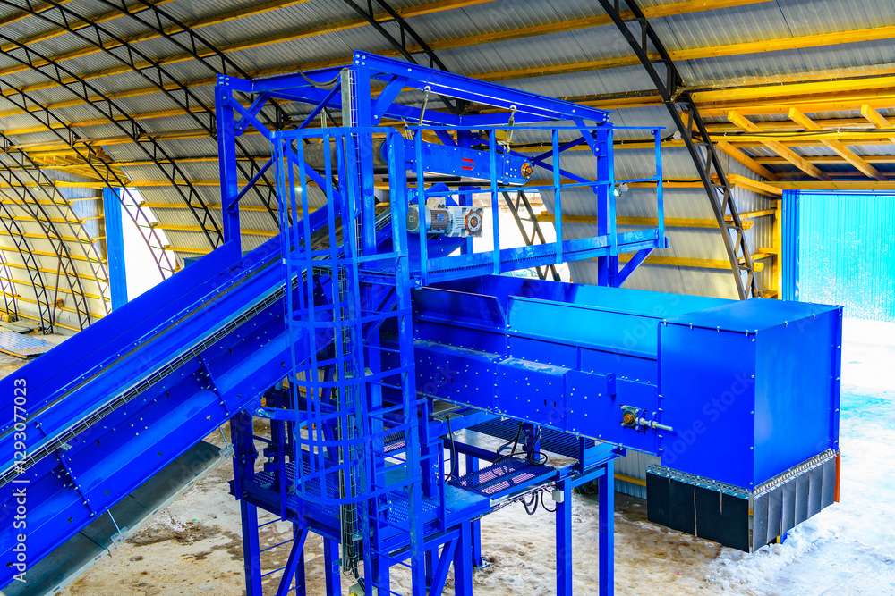 Conveyor at a modern waste processing factory. Separate and sorting ...