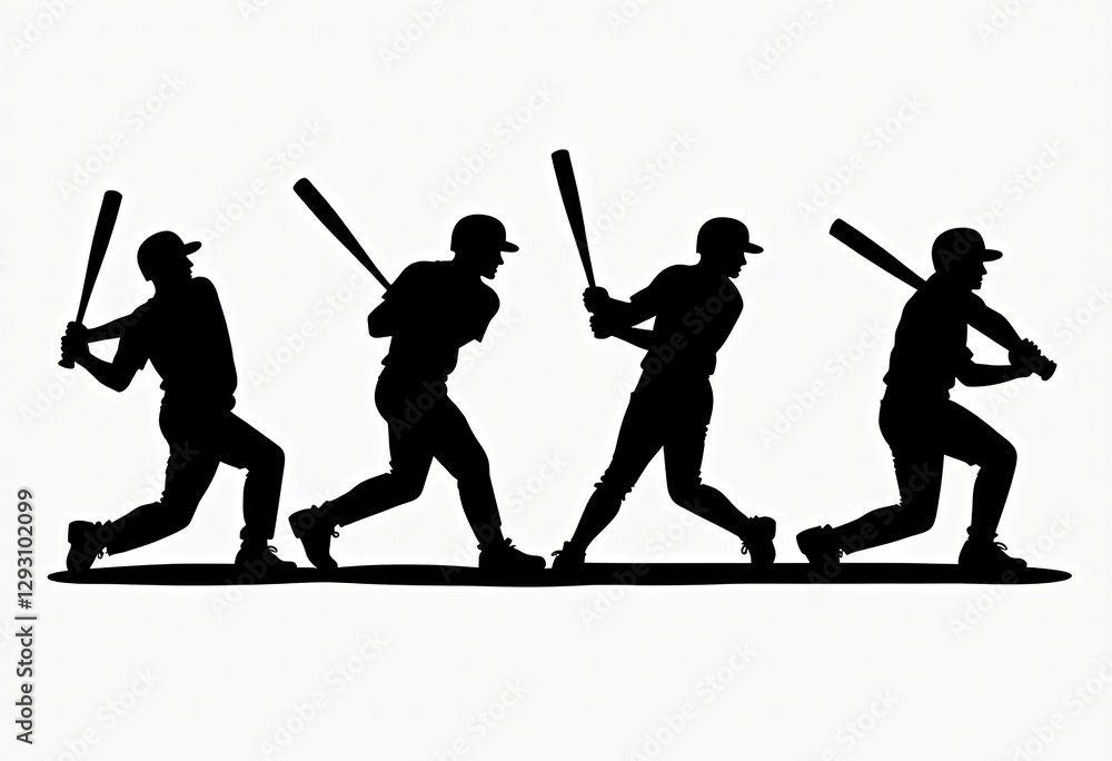 Silhouette Home Run Hero: Vector clipart set featuring a baseball ...