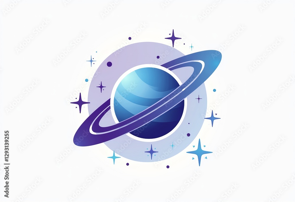 Galactic Elegance: Minimalist vector logo of a stylized planet with ...