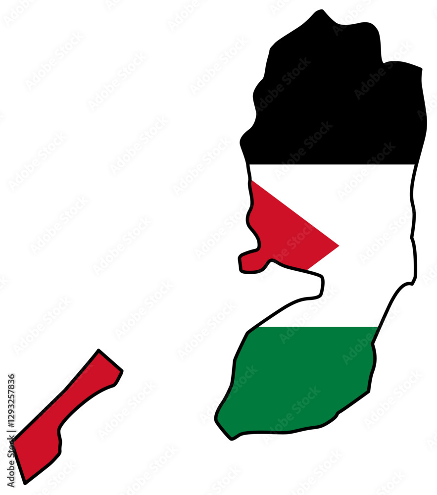 Flag map of the Palestinian territories, Flag background. Vector ...