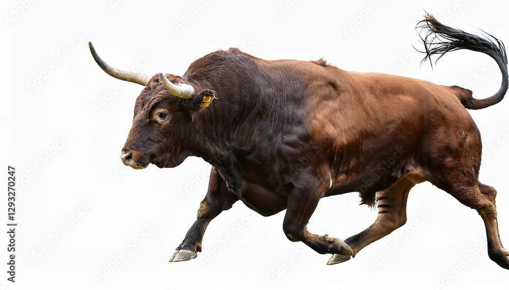 Angry Bull Running Isolated on Transparent Background Intense EmberRed ...