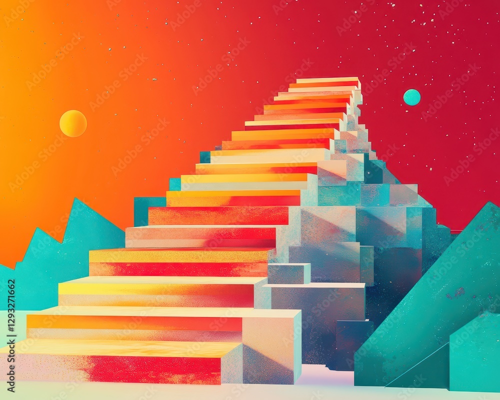 Conceptual art of a staircase made of tasks, with higher steps ...