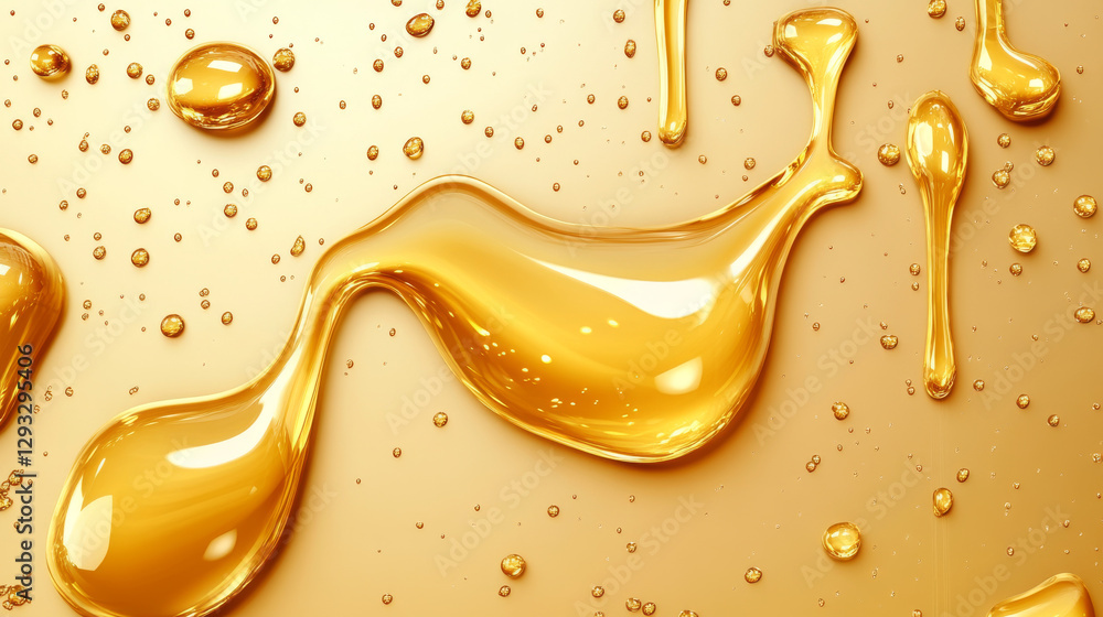 Oil drops texture, omega bubbles, gold liquid skincare, essential ...