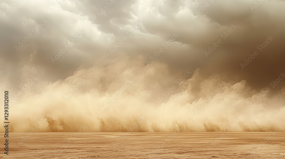 Dust cloud, dirty brown smoke, heavy thick smog with motes sand and ...