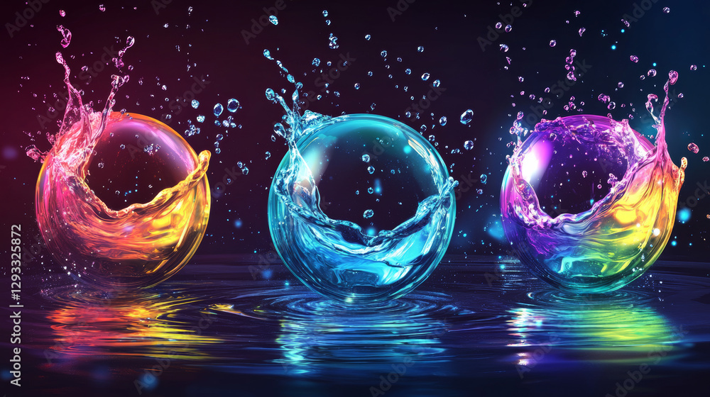 Soap bubble burst sprites for game or animation. Vector storyboard of ...