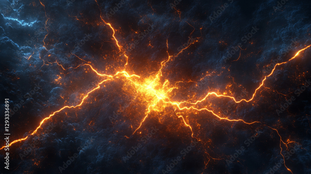 Red lightning strikes set isolated on black background. Vector cartoon ...