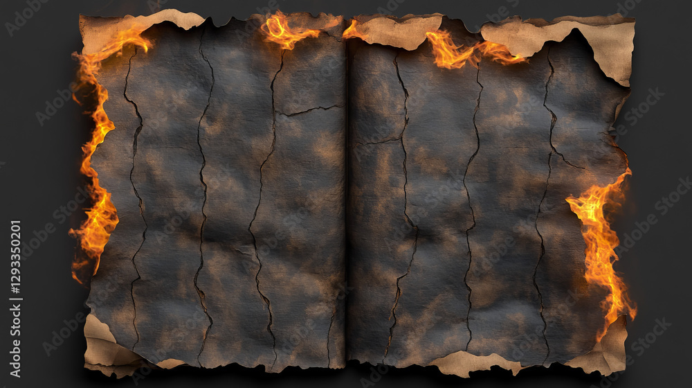 Burn craft paper borders, brown burnt pages with smoldering fire on ...