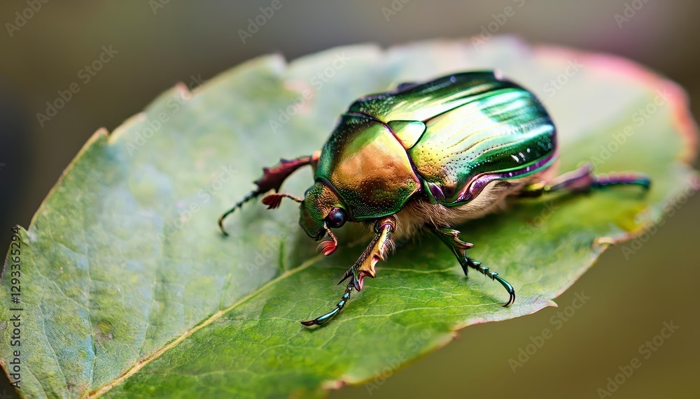 Bejeweled Rose Chafer Cetonia aurata Amidst Lush Greenery and Golden ...